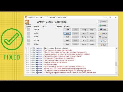 [FIXED] Apache shutdown unexpectedly | Apache not starting Xampp/Wamp/Lamp