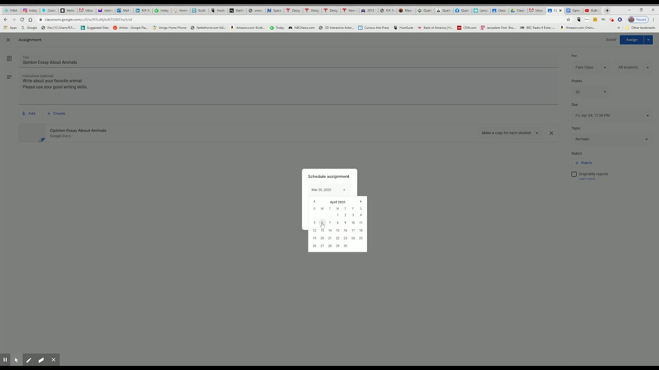 Creating an Assignment in Google Classroom Part 2