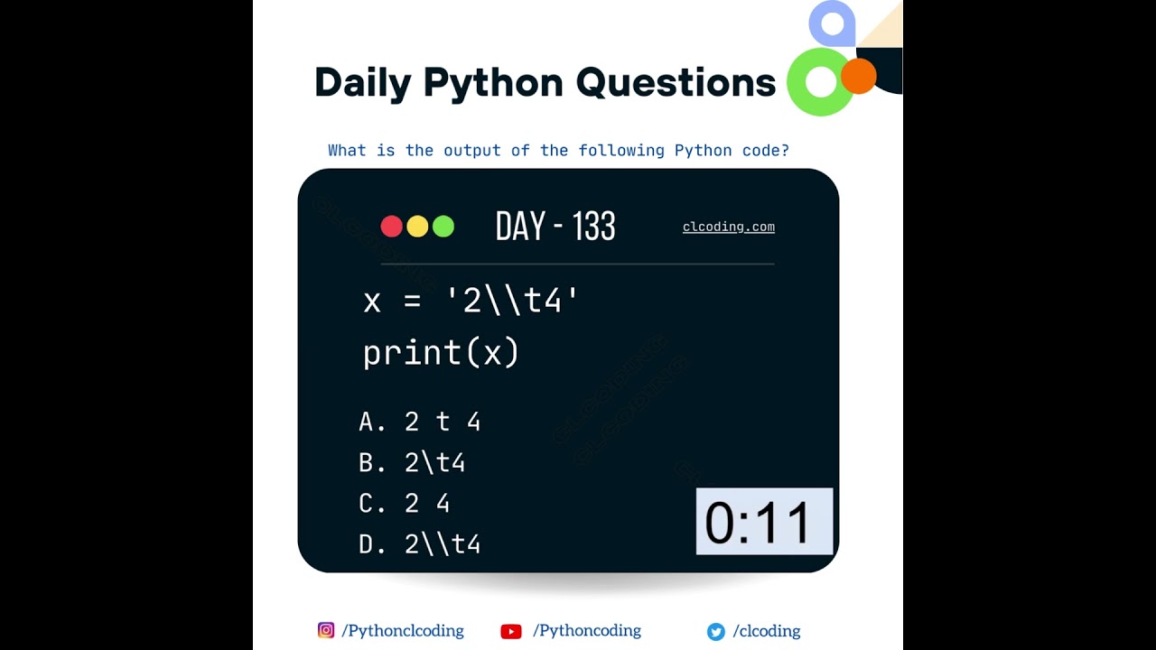 Python Coding challenge - Day 133 | What is the output of the following Python Code?  #python