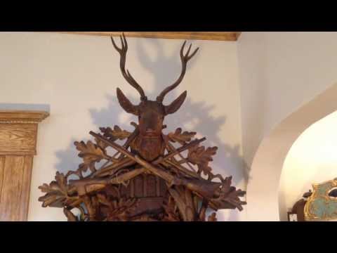 Monster Black Forest 5 Foot Musical Antique Hunter Cuckoo Clock For Sale