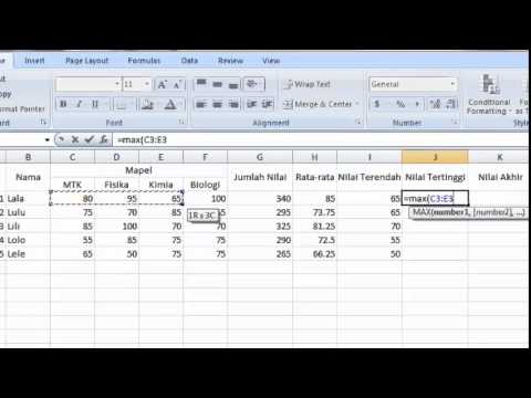 Penggunaan SUM, AVERAGE, MIN, MAX, dan IF pada Microsoft Excel 2007 – 여보세요 “Yeoboseyo”
