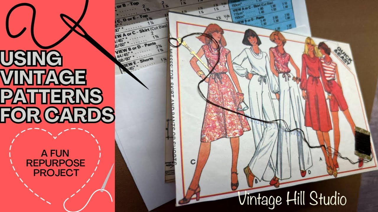Vintage Sewing Pattern - repurposed into a card