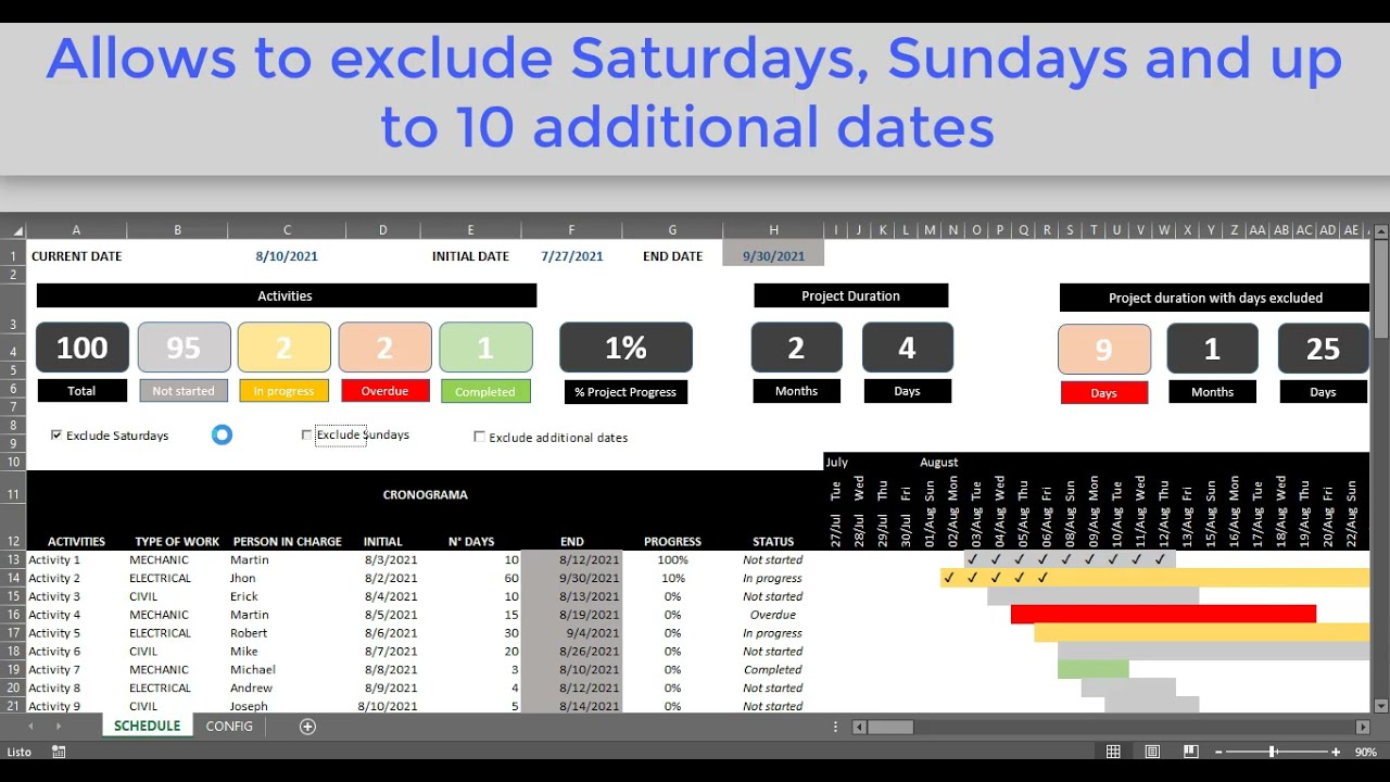 ✅ PROJECT SCHEDULE TEMPLATE IN EXCEL 2025