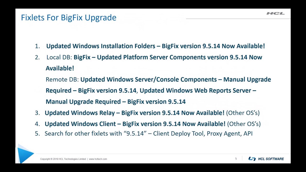 BigFix Upgrade Checklist (SQL)