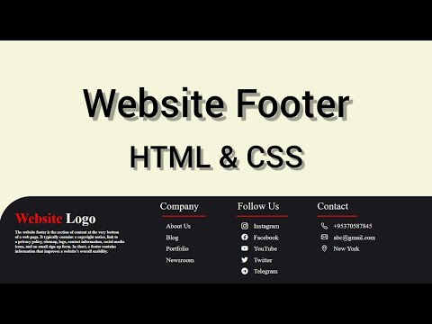 How to make animated website footer design using html and css step by ...