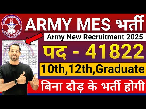 Army MES भर्ती 2025 | MES 41822 New Vacancy 2025 | Indian Army Bharti 2025 | Age, Apply Date