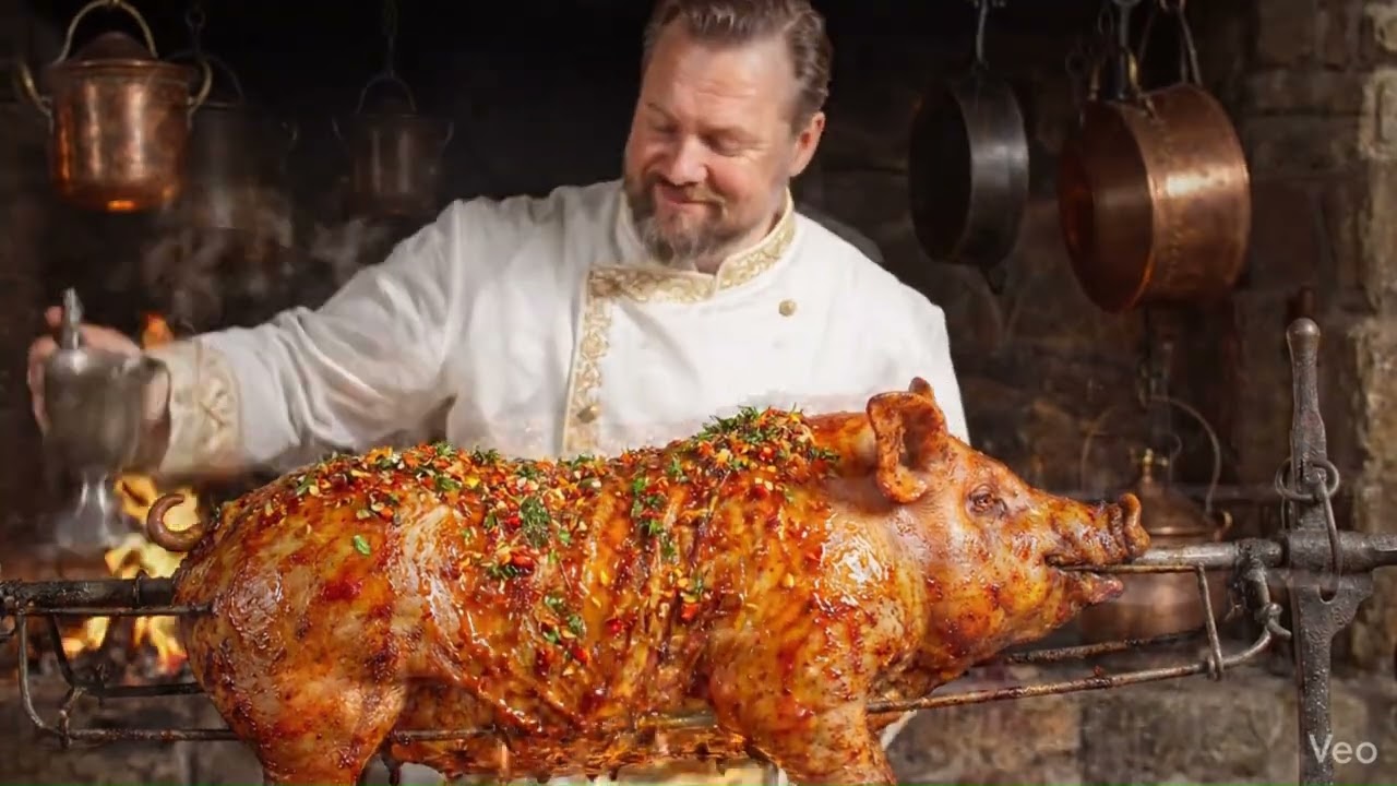 🥩👑 A master chef turning premium meat into aristocratic perfection. #GourmetCooking #RoyalCuisine 🍷🔥