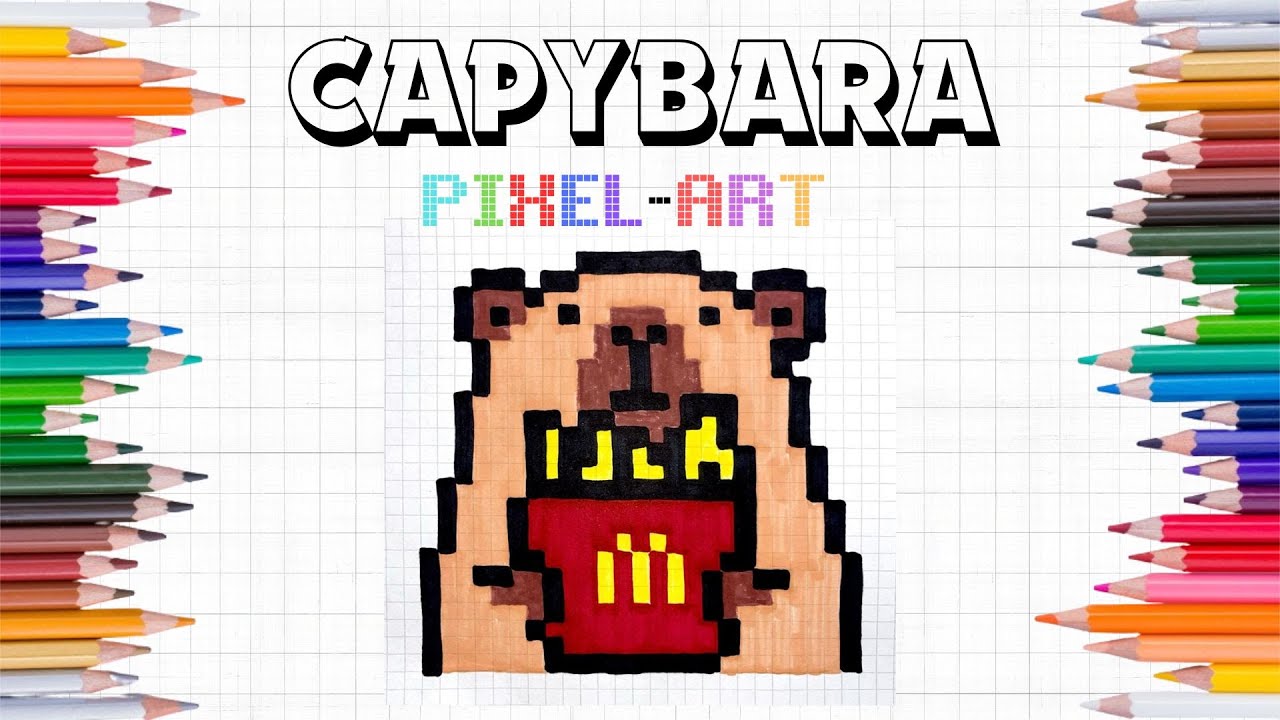 Pixel Art Tutorial: Drawing a KAWAII CAPYBARA with CHIPS Step By Step