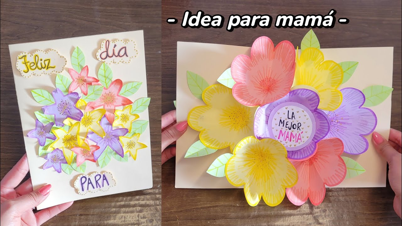 Tarjeta de flores 3D 💐 Manualidades para el día de la madre 💝