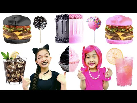 BLACK VS PINK FOOD CHALLENGE | KAYCEE & RACHEL in WONDERLAND FAMILY