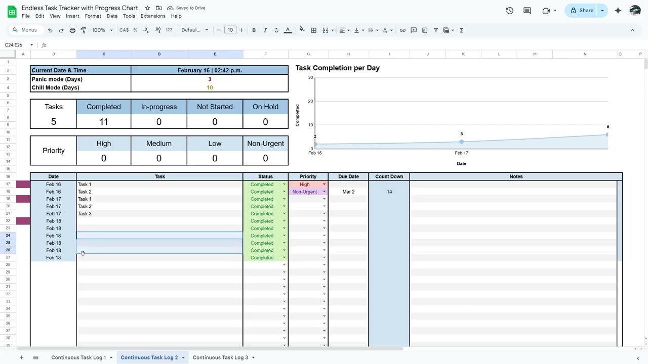 Endless Task Tracker with Progress Chart  | Available on Etsy |