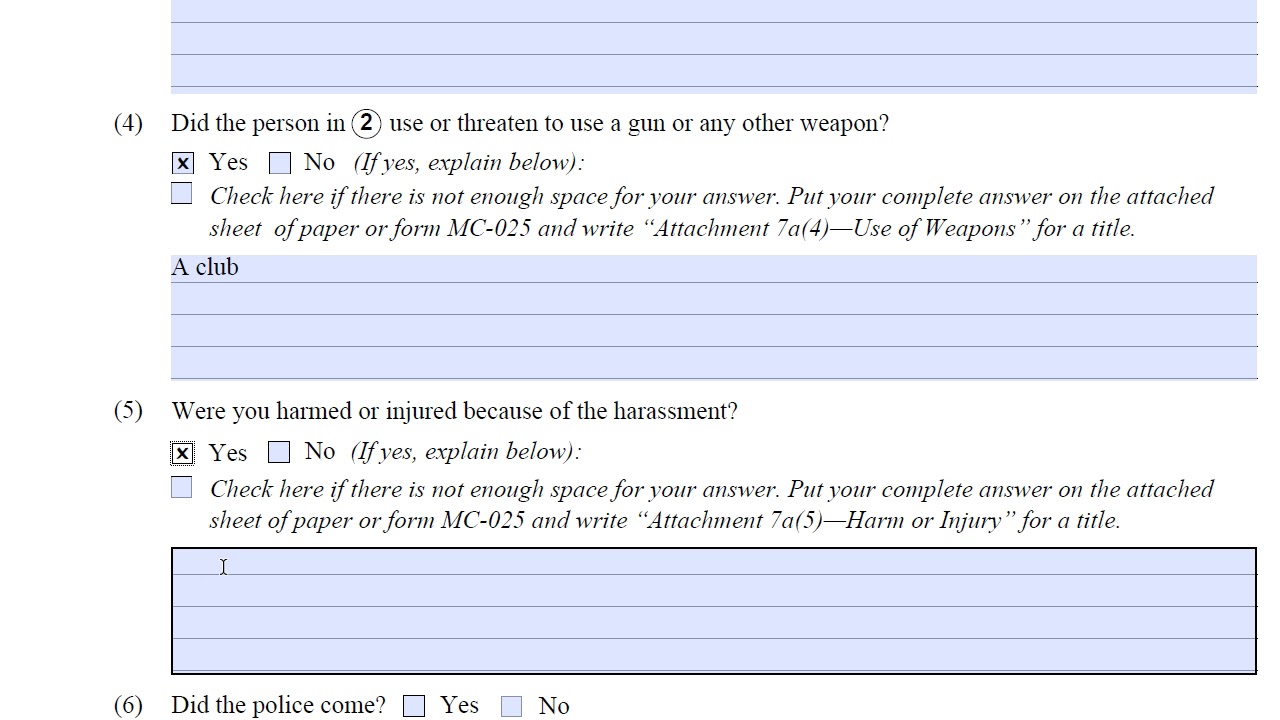 CH-100 Request for Civil Harassment Restraining Order