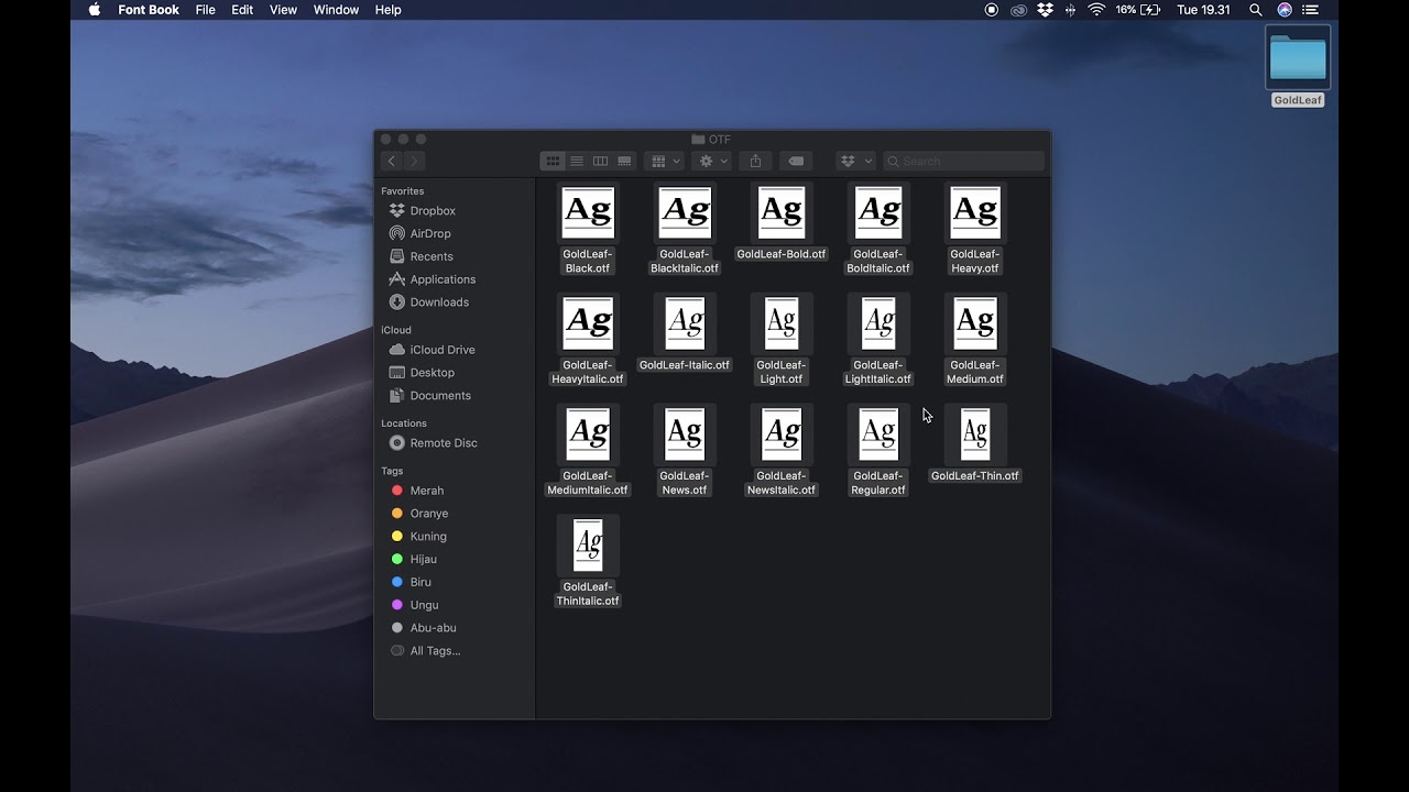 Install Gold Leaf Font on Mac