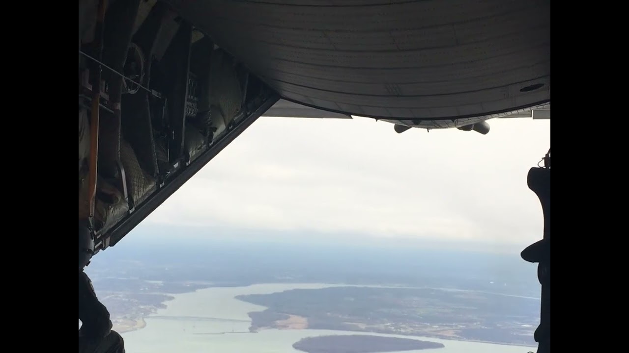 C-130H in flight cargo door opening