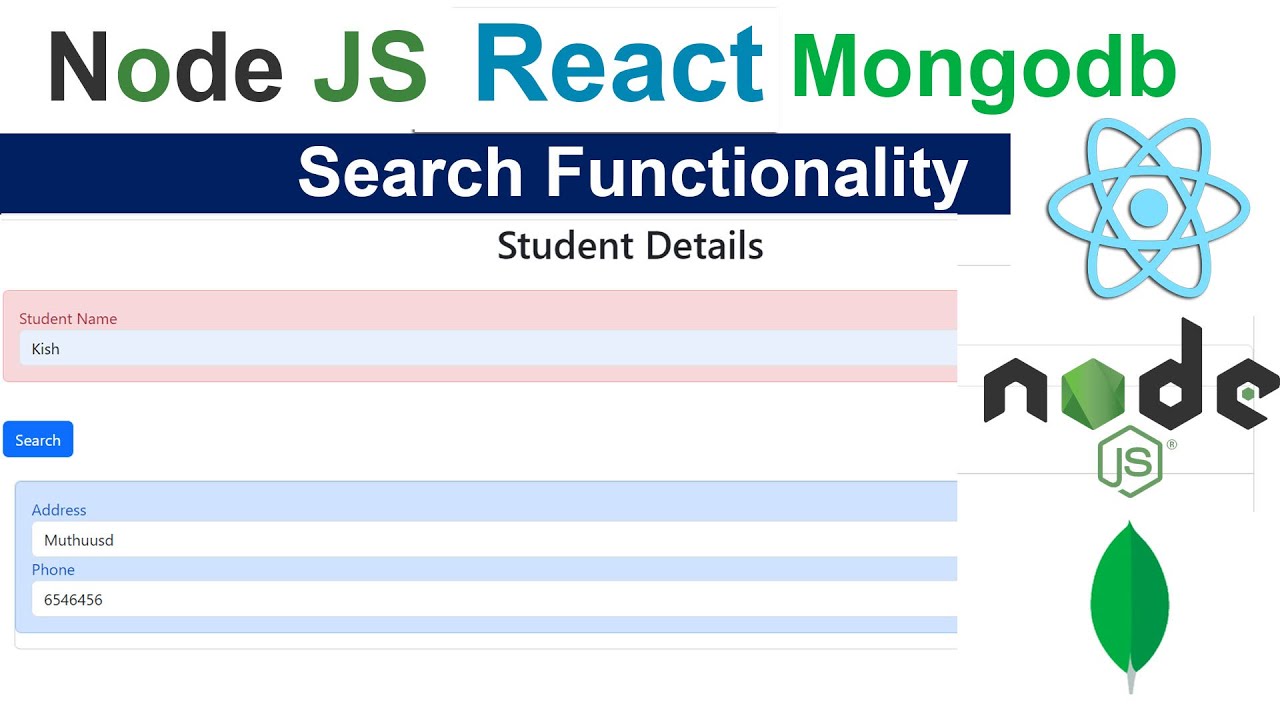 Node js React Mongodb  Search Functionality