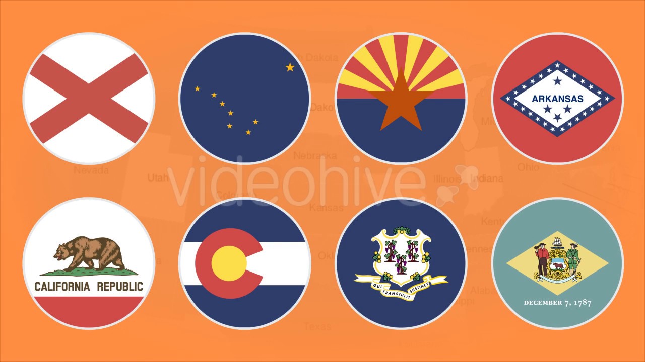 Flat Flag Icons US States