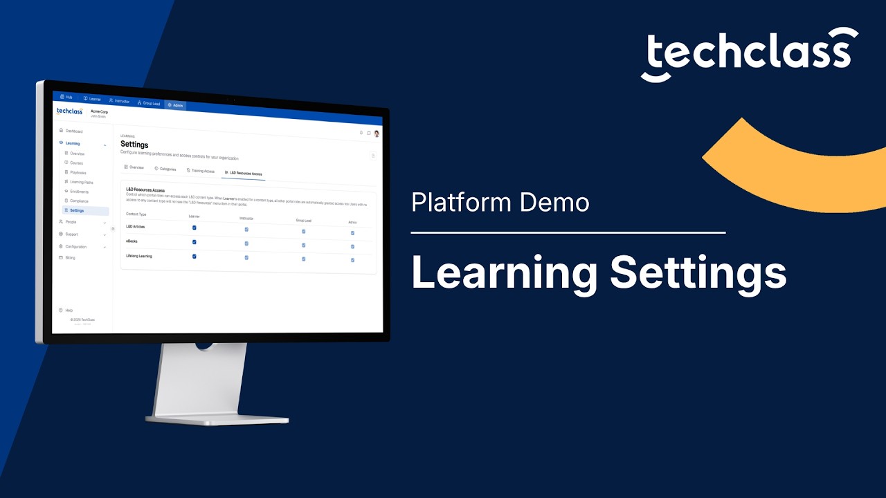 TechClass Platform: Configuring Learning Settings