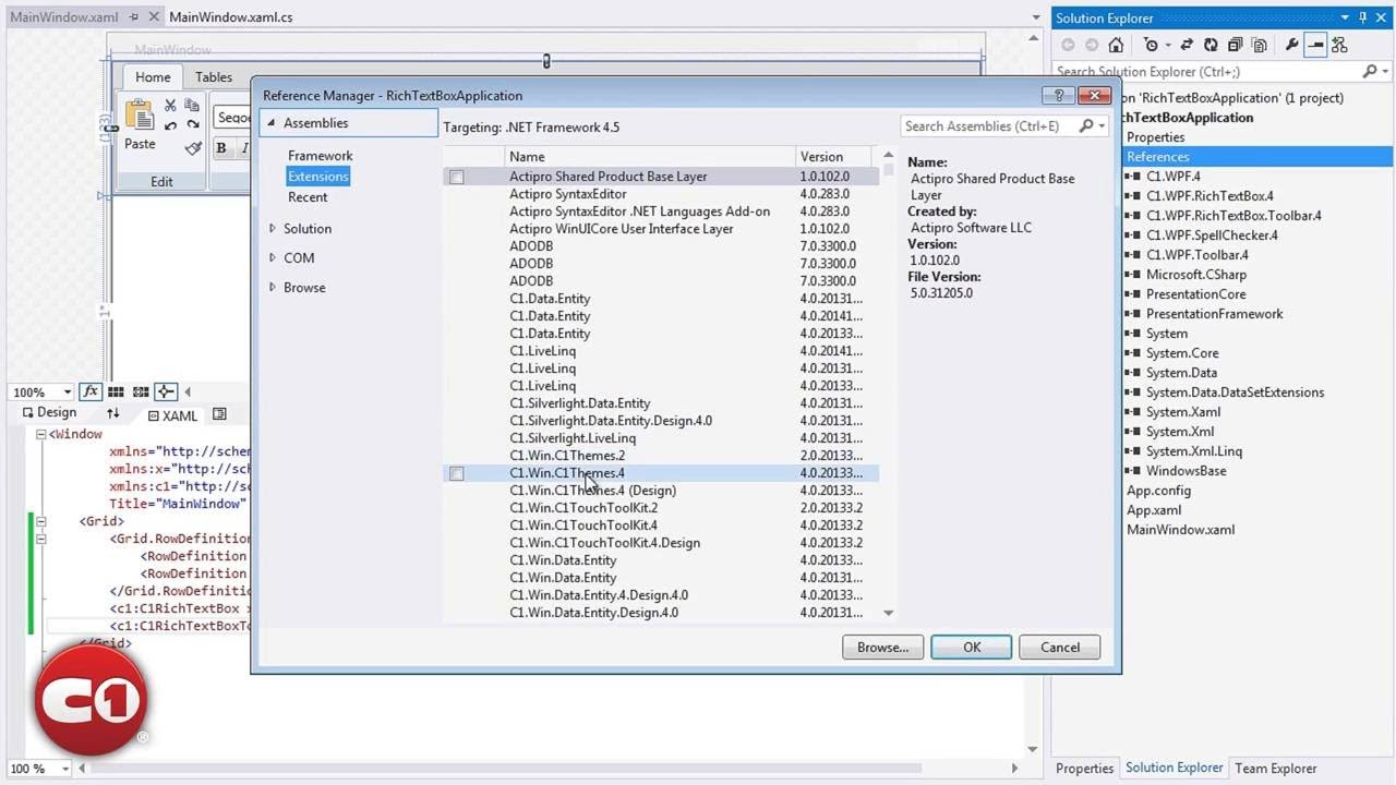 Getting Started with ComponentOne RichTextBox WPF Silverlight