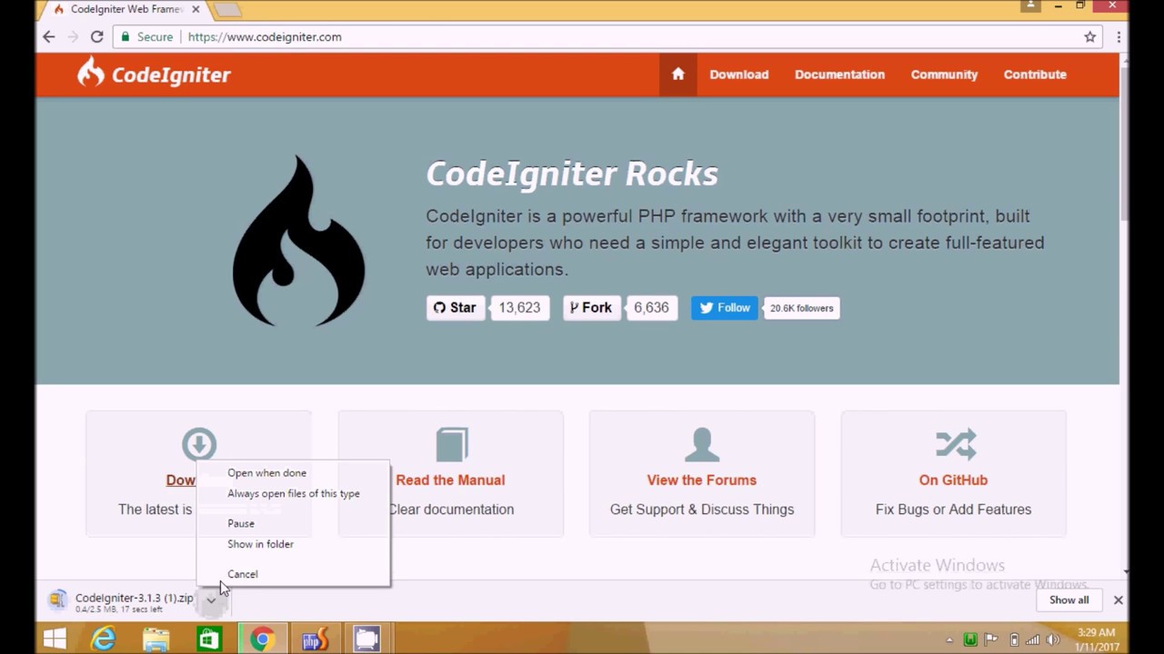 Installing Codeigniter 3.1 - Tutorial 1