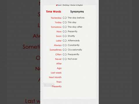 Time Words and They are Synonyms #timewords
