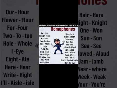english words with same pronunciation |English homophone vocabulary |Homophone |spoken English |homo