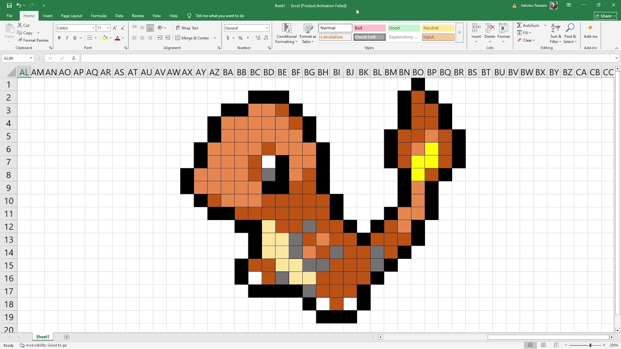 How to draw a pixel art of Charmander Pokémon