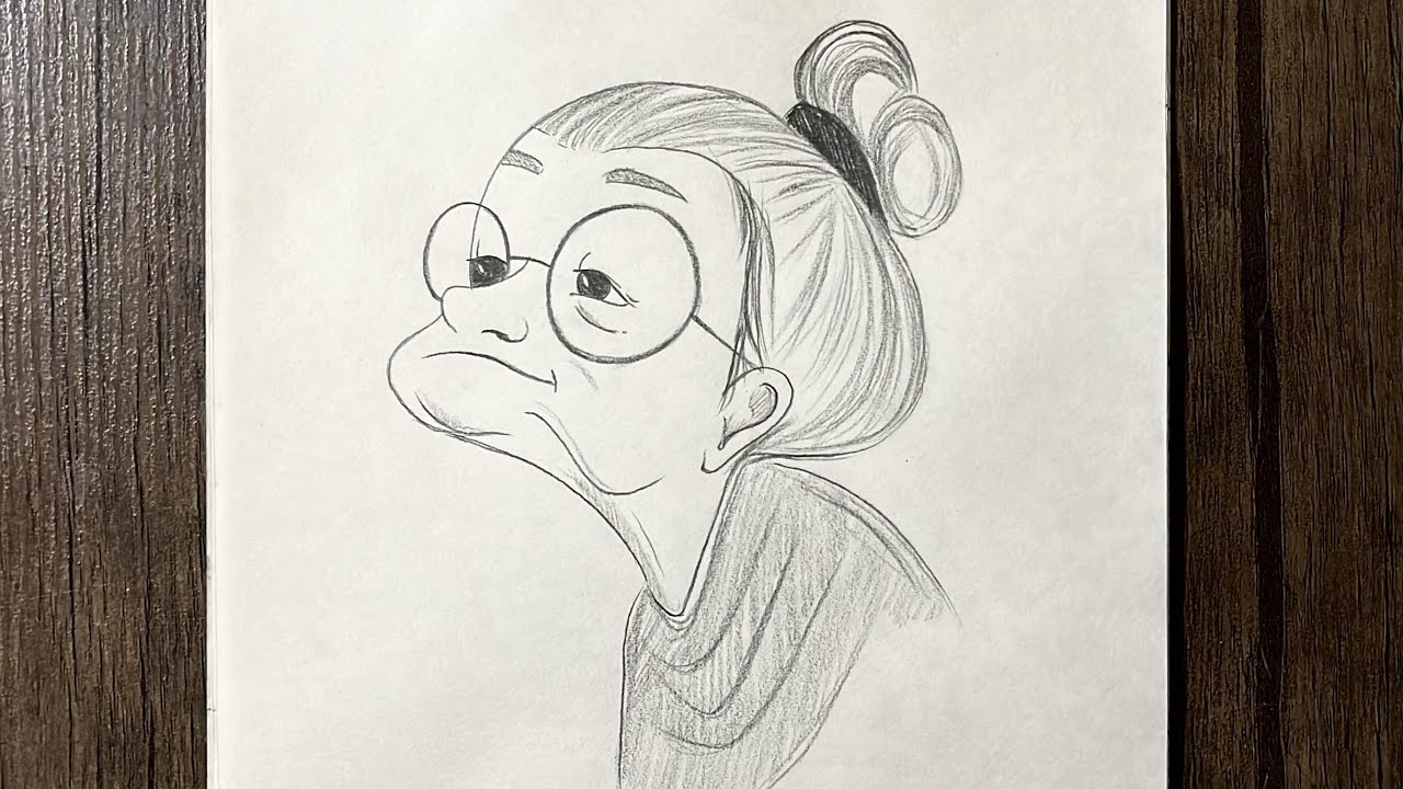 how to draw a cute old woman step by step | cartoon characters drawing | very easy pencil sketch