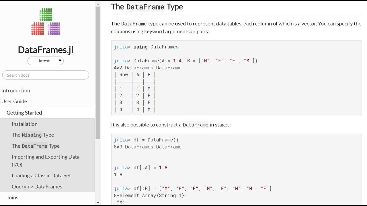 Intro to Julia DataFrames
