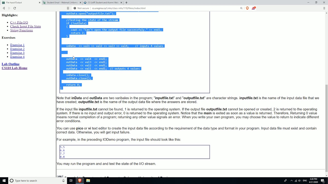 CS 110: Lab 4 File IO and String Processing