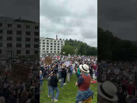 Protesters gather outside Vermont Statehouse during 'No Kings' anti-Trump rally