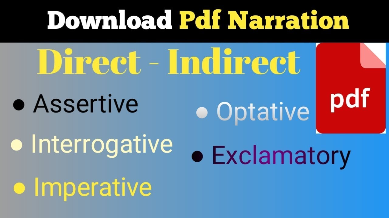 Download Pdf  Direct and Indirect speech || Narration || Direct and Indirect Speech