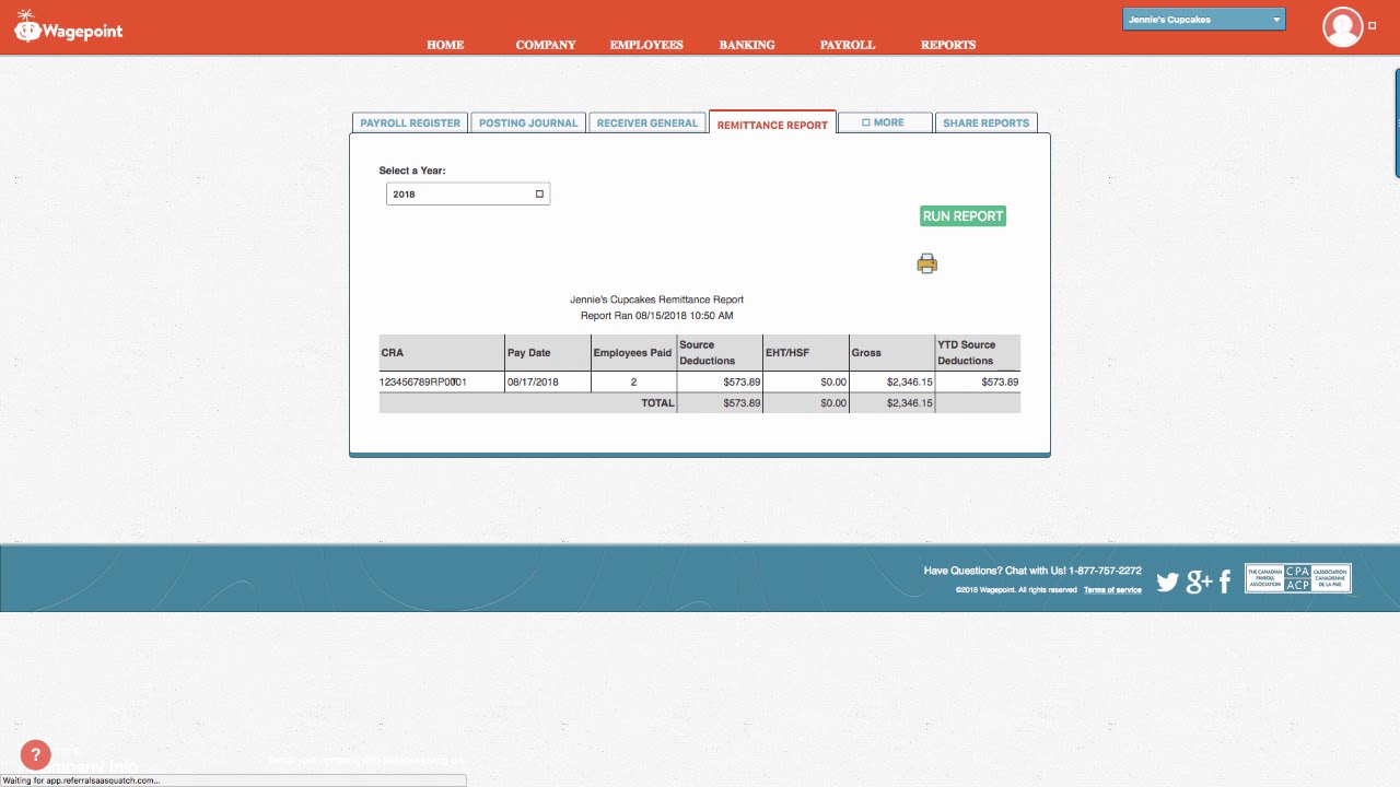 Understanding Reports in Wagepoint - Canada