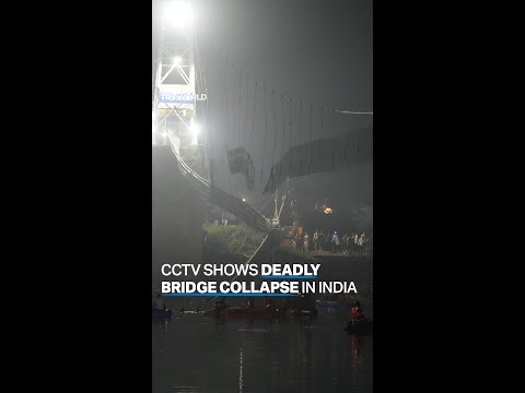 CCTV captures collapse of suspension bridge in India