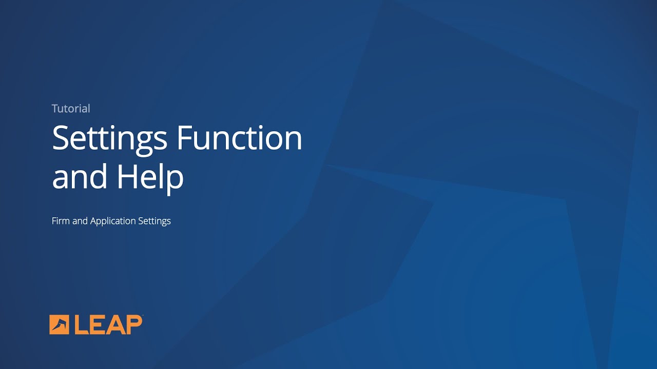 Firm and Application Settings