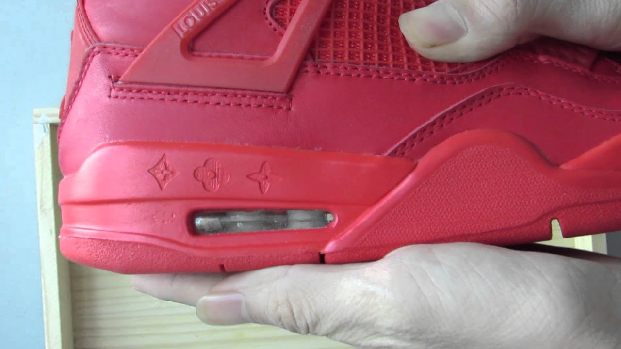 Authentic Air Jordan 4 Red Louis Vuitton Don by Dank Customs