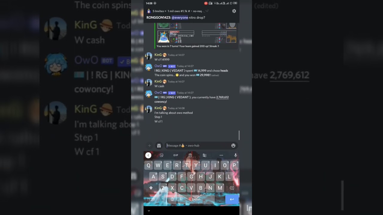 95% OWO METHOD #shorts #discord #owo #kinemaster