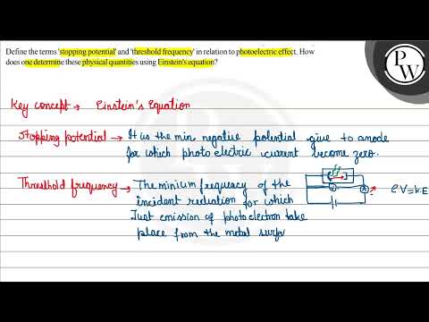 Define the terms 'stopping potential' and 'threshold frequency' in ...