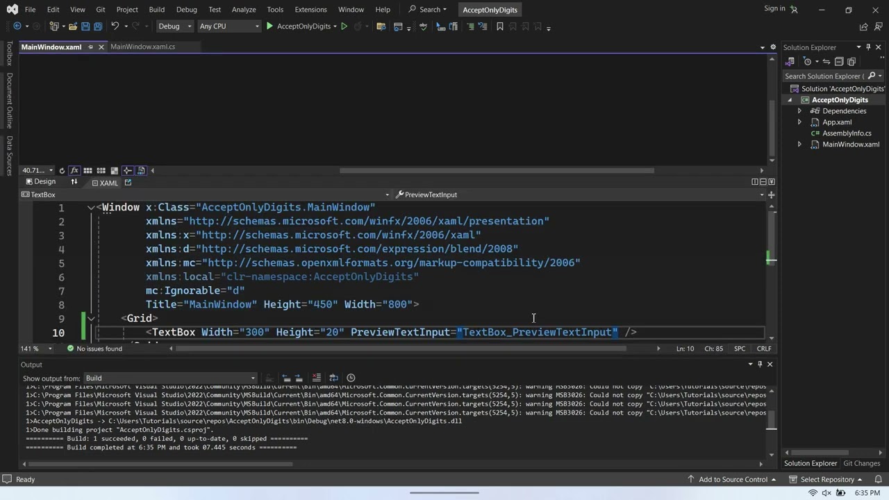 WPF Tutorial: TextBox Accepting Only Digits in C# (C-sharp)