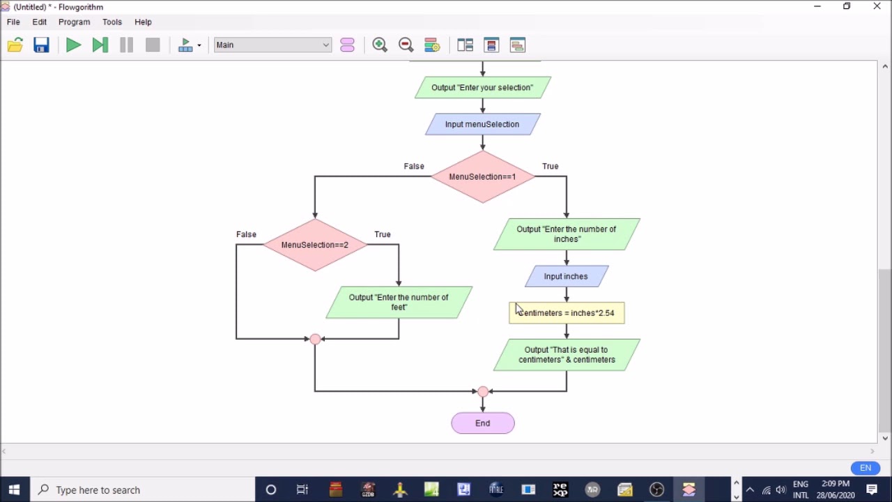 Flowgorithm tutorial # 4 basic menu app setup with example