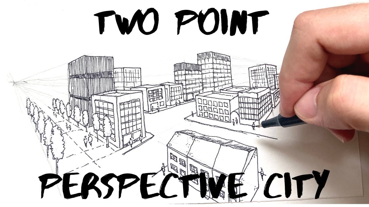 How to Draw a City in Two-Point Perspective // Tutorial with Relaxing Music