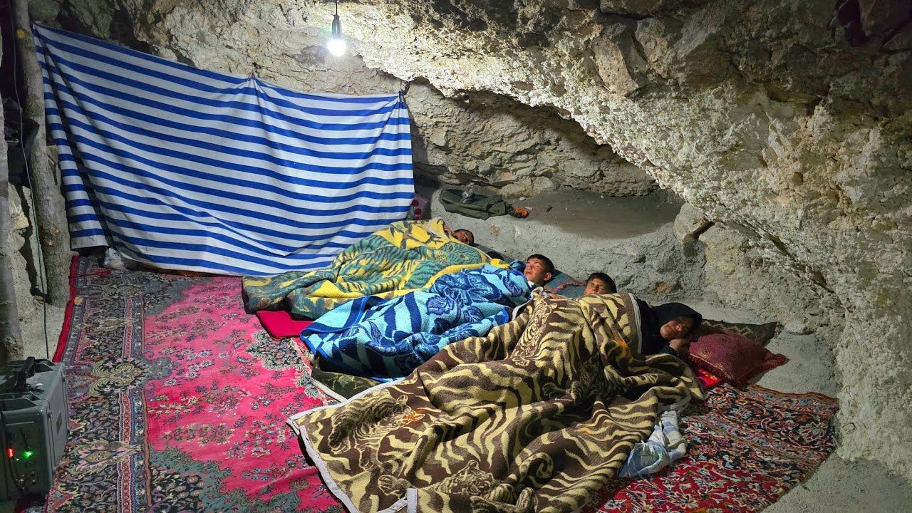 Cave Life 😱 The Hardest Night in a Mountain Cave | Survival Challenge of Iranian Nomads 🏔️🔥🌙