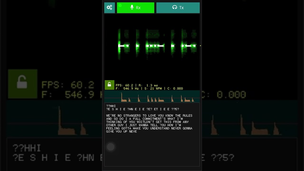 Playing around with a FREE morse code app for IOS.