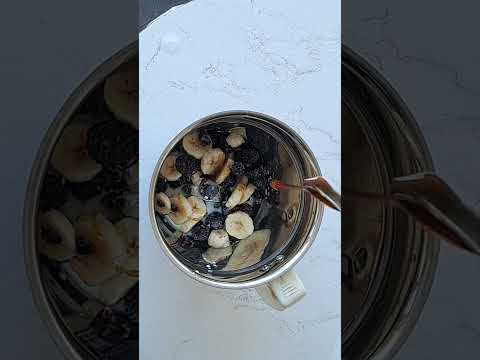 Ingredients: -1/4 th cup black raspberries -1 sliced banana-50ml milk -1tbsp choice of sweetener