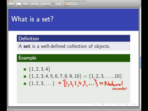 Sets and set notation (Screencast 2.3.1)