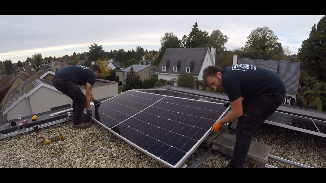 Installation panneaux photovoltaïque toit plat et Batteries