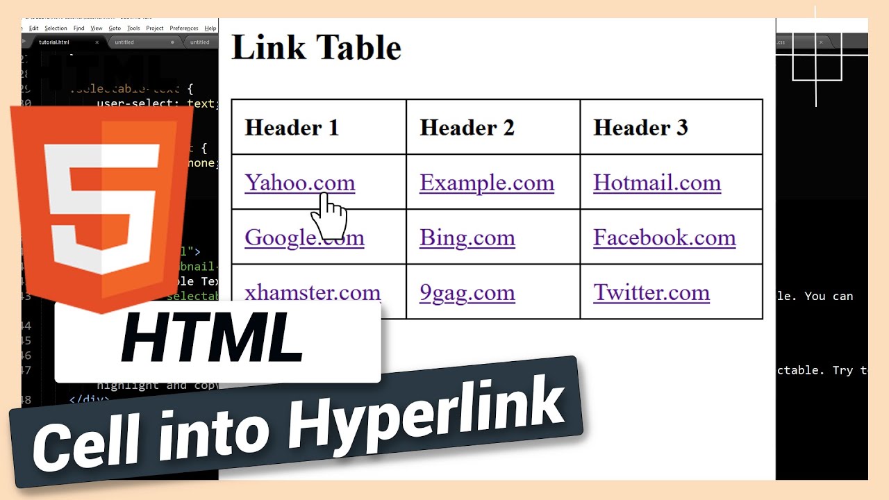 Turn Table Cell into Hyperlink | HTML and CSS Tutorial