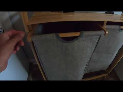 mDesign Freestanding Bamboo 2 Section Double Laundry Organizer Hamper with Removable Storage Sorter