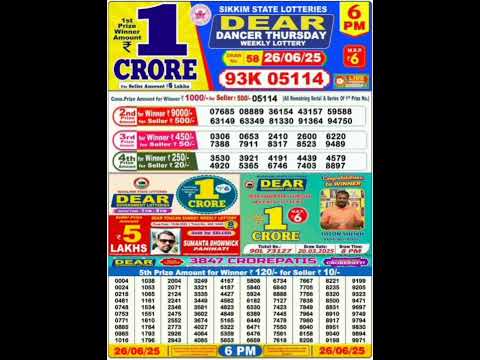 Nagaland lottery result today 6pm 26/06/2025 - morning Nagaland State Lottery Result Pd