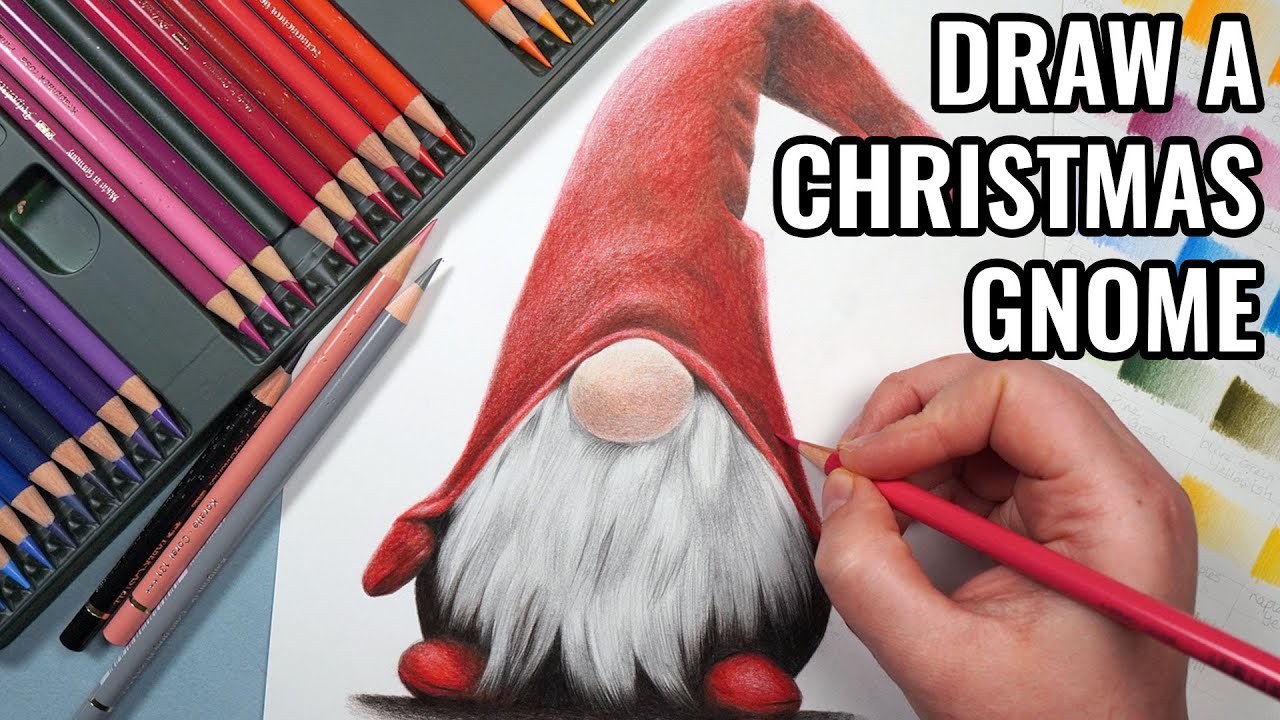 How to Draw a Christmas Gnome | Colored Pencil Tutorial (Polychromos)