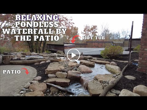 Relaxing Pondless Water Next to Patio & Hot Tub